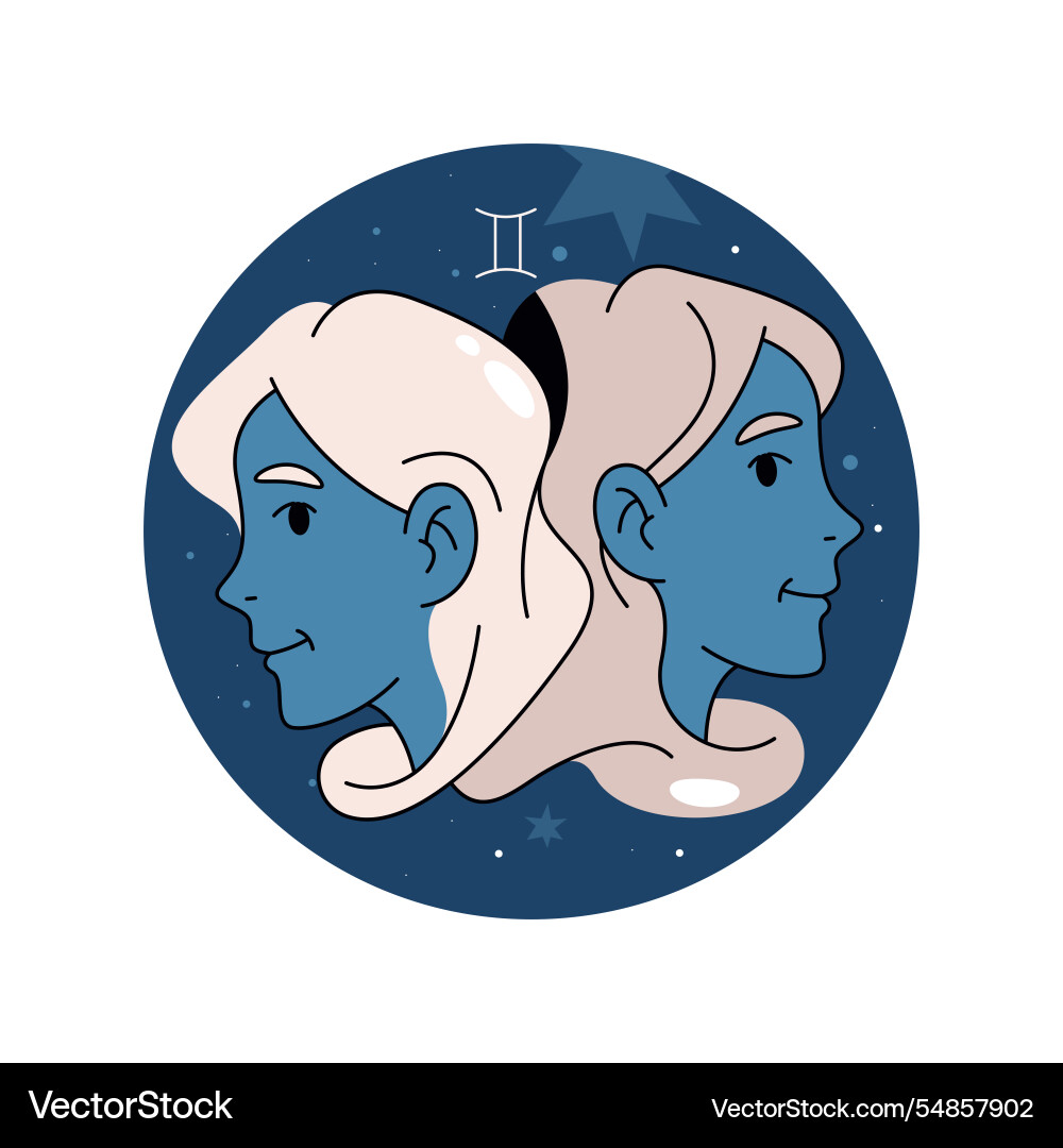 Horoscope gemini sign space zodiac twins Vector Image