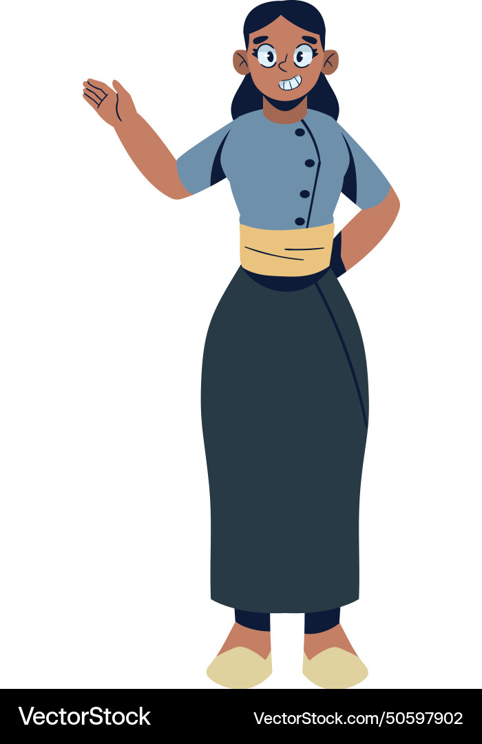 Myanmar woman cartoon Royalty Free Vector Image