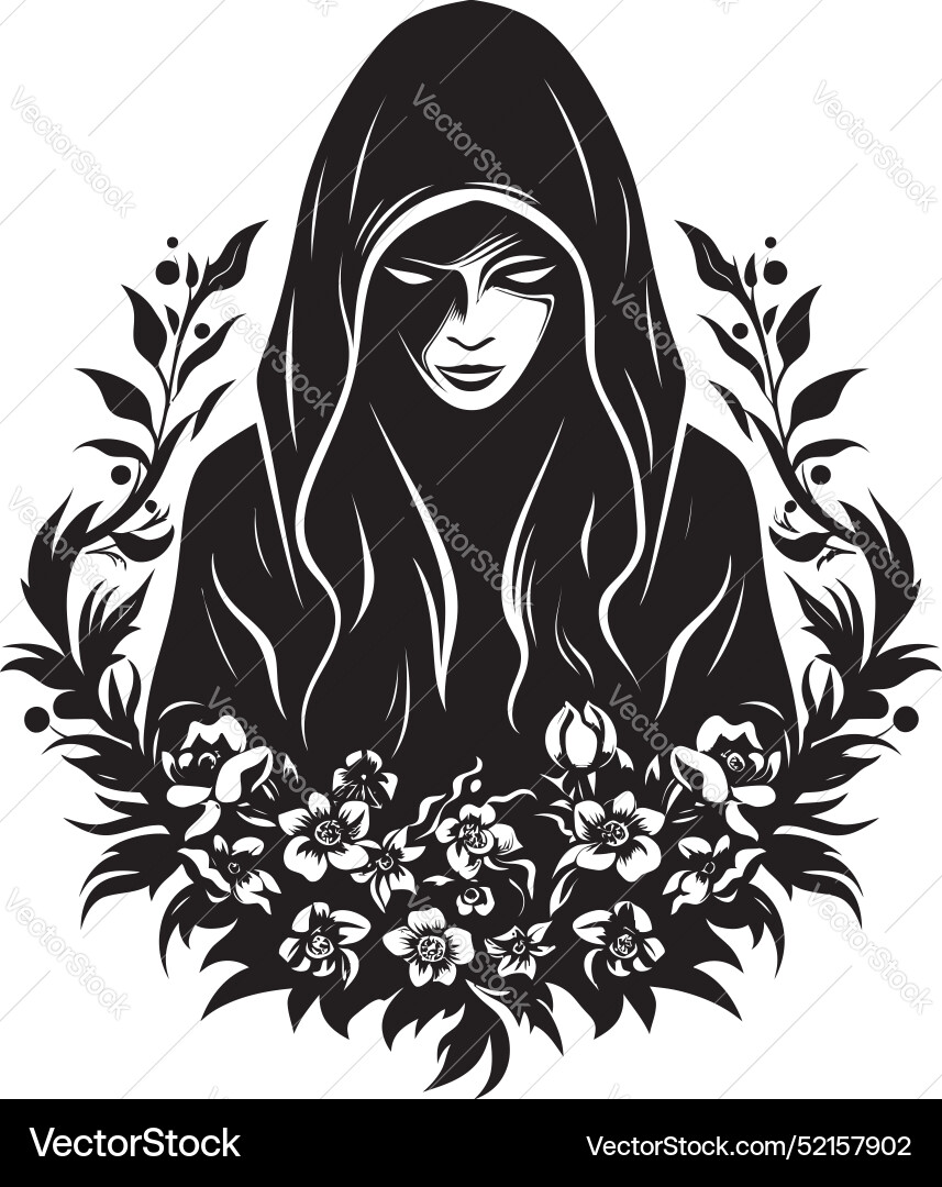 Mystic blossoms beautiful witch design floral Vector Image
