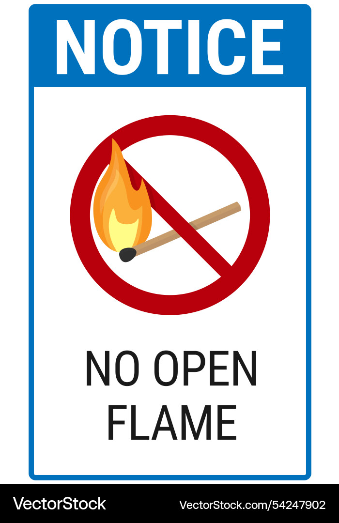 No open flame notice sign Royalty Free Vector Image