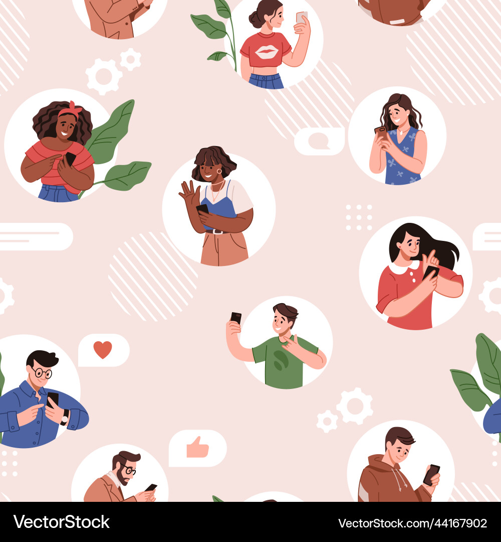 People walk with smartphones pattern digital Vector Image