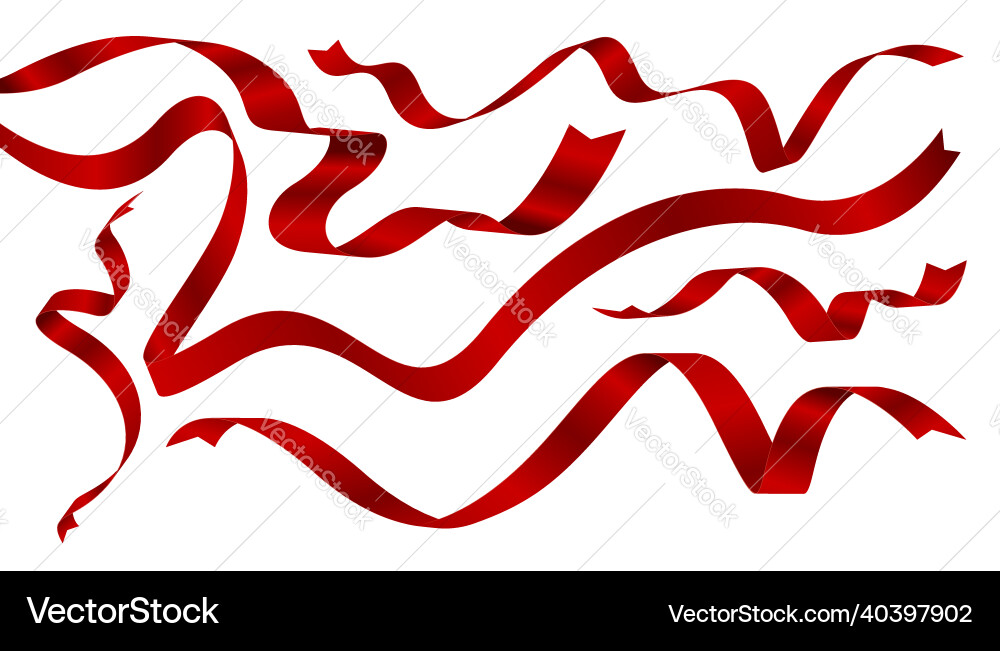 Red ribbons design isolated on white background Vector Image