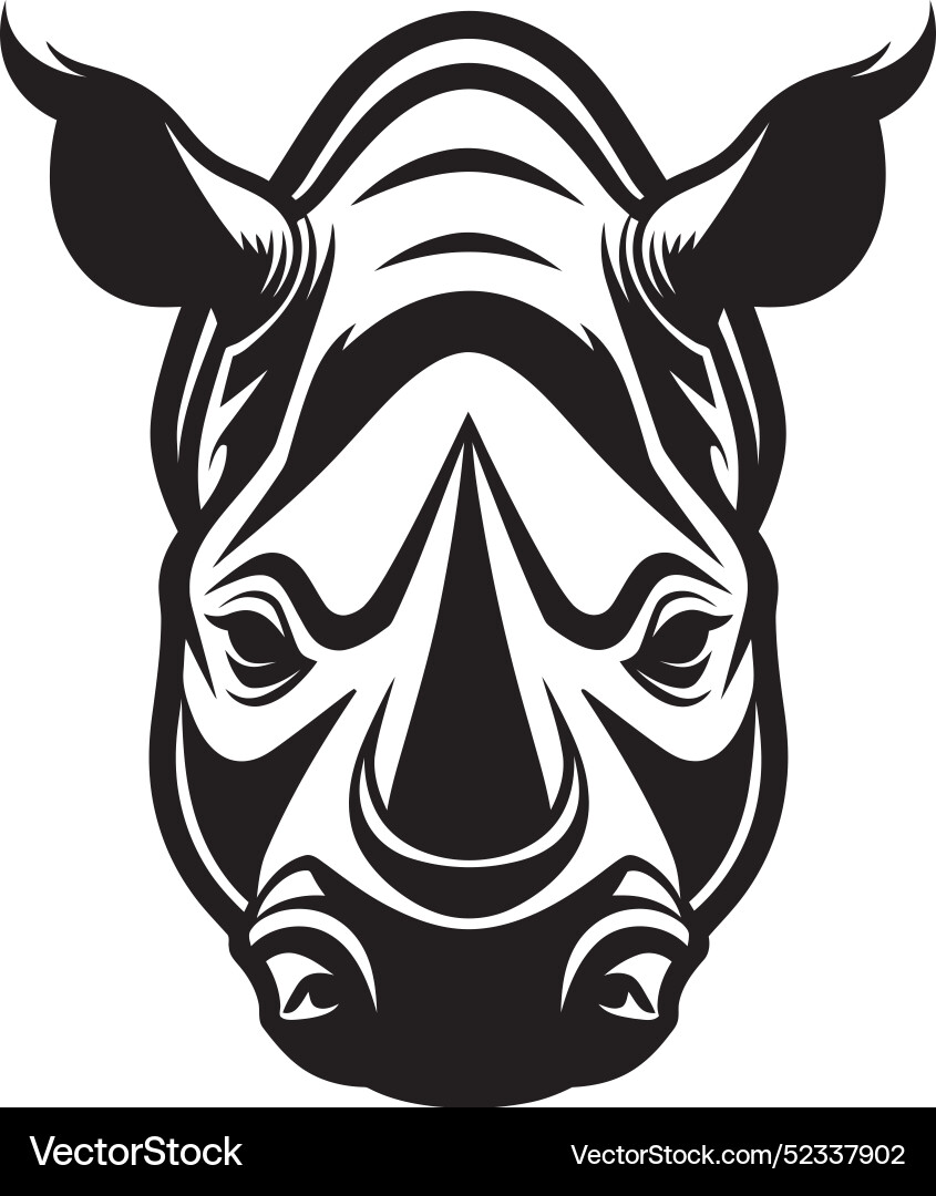 Rhino form artwork in blackstriking black il Vector Image