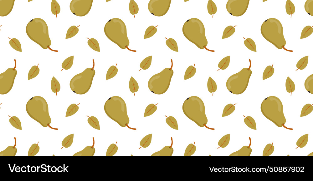 Seamless pattern of pears and leaves spring Vector Image