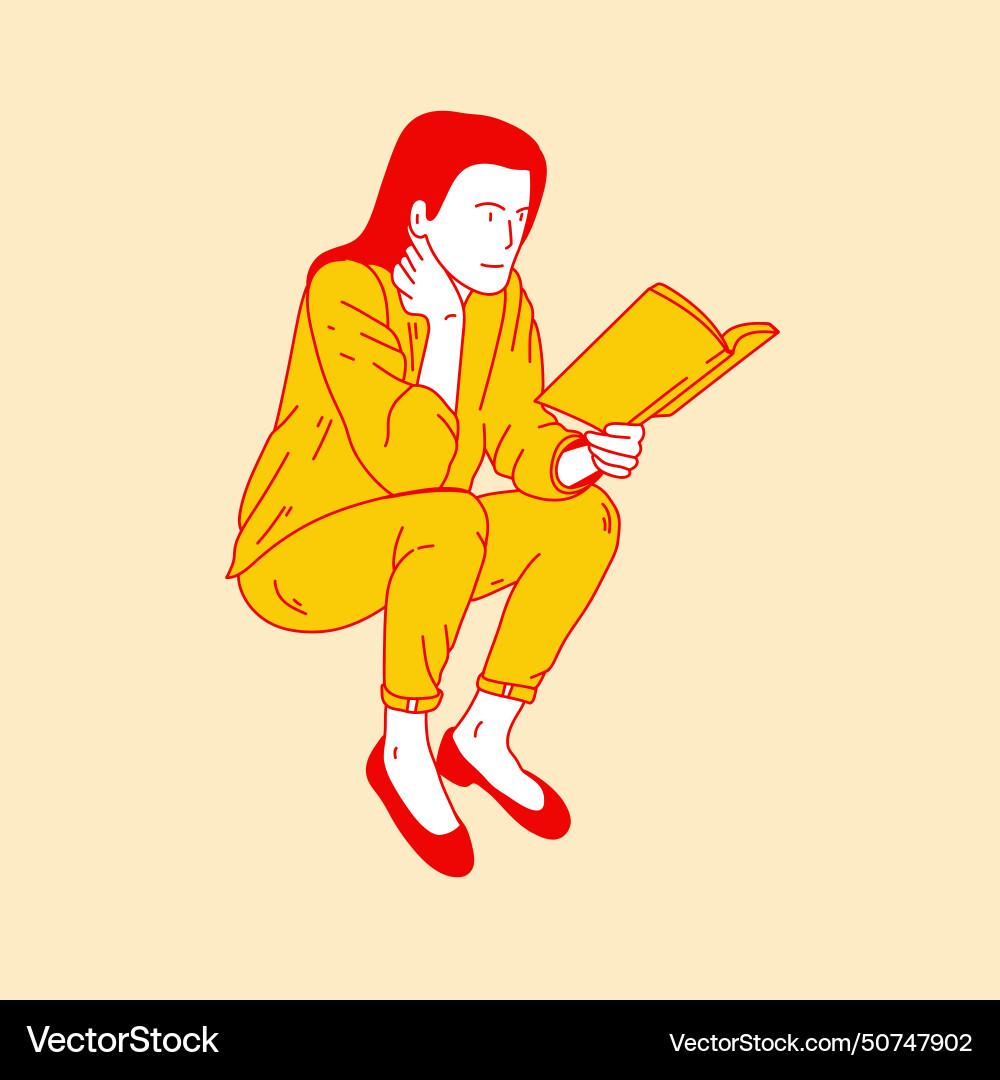 Simple cartoon of reading a book 2 Royalty Free Vector Image