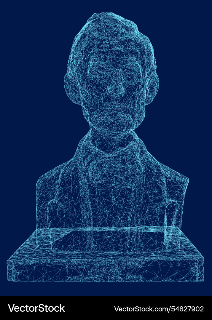 Statue wireframe of abraham lincoln 3d bust Vector Image