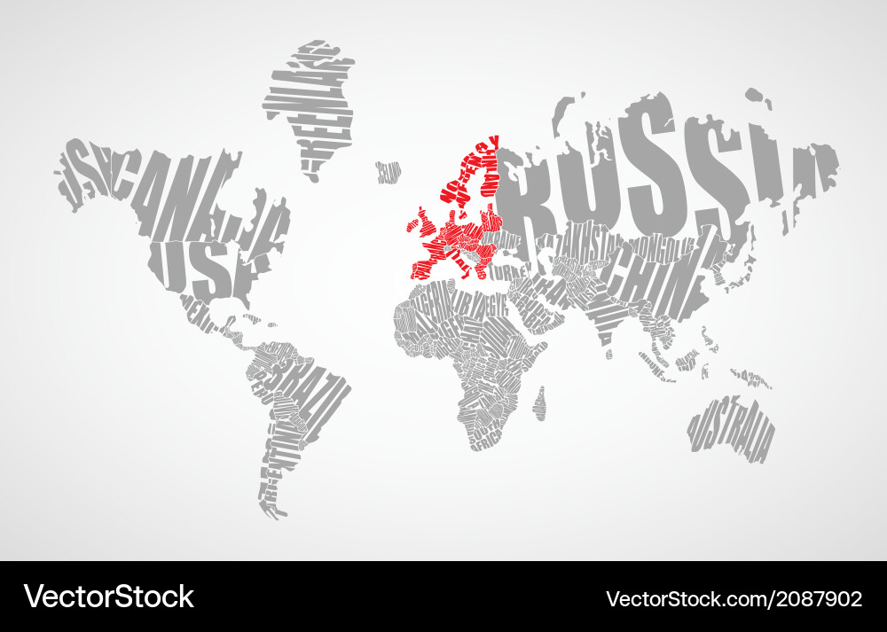 Text world map Royalty Free Vector Image - VectorStock