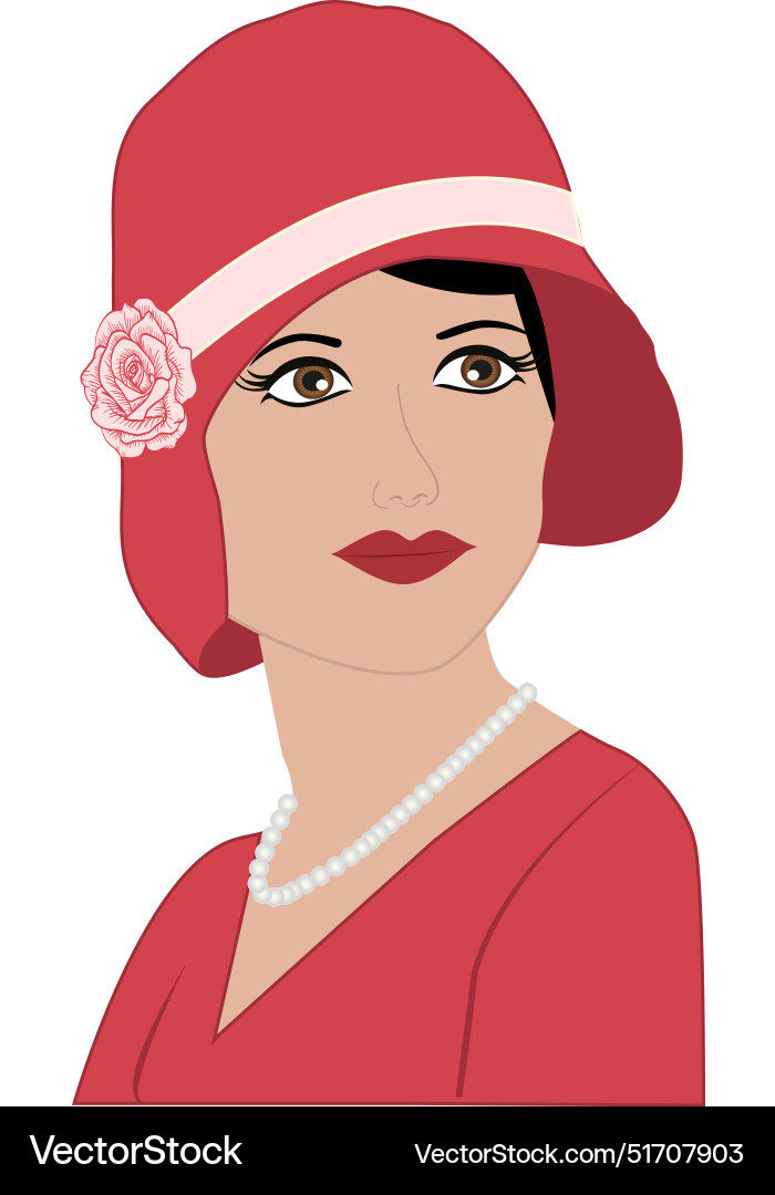 1920s era flapper head shot in full Royalty Free Vector