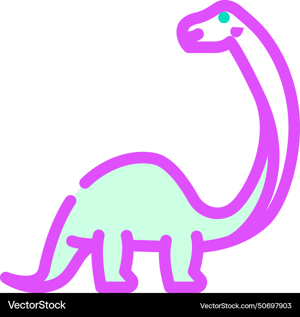 Brontosaurus dinosaur animal color icon Royalty Free Vector