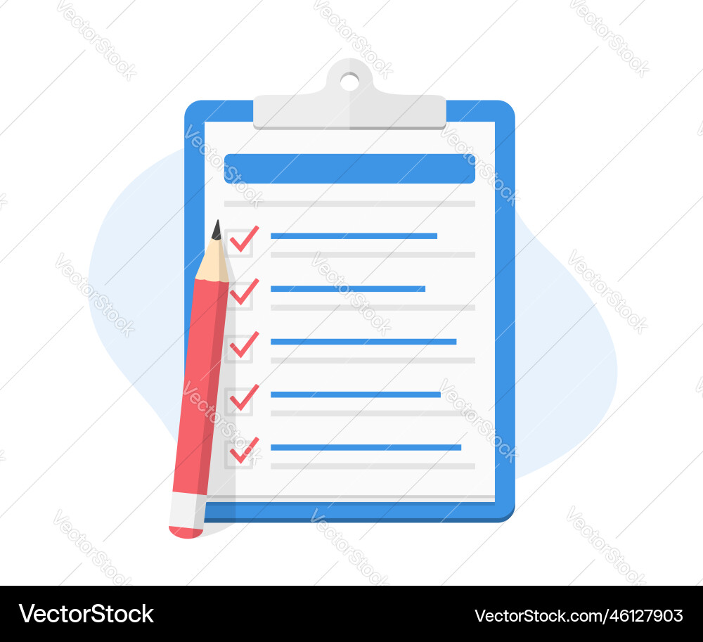 Check list with red pencil Royalty Free Vector Image