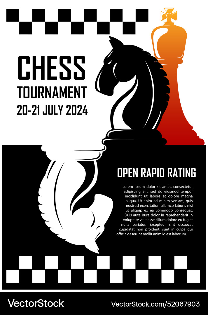 Chess tournament announcement template two Vector Image