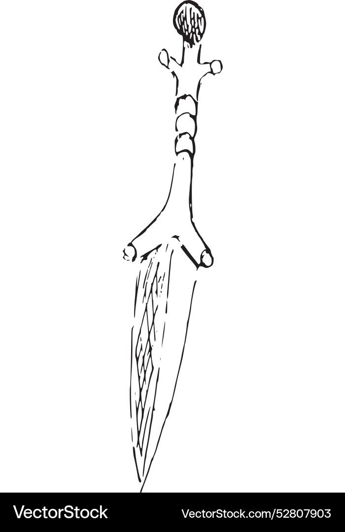 Dagger knife cold weapon pencil sketch hand Vector Image