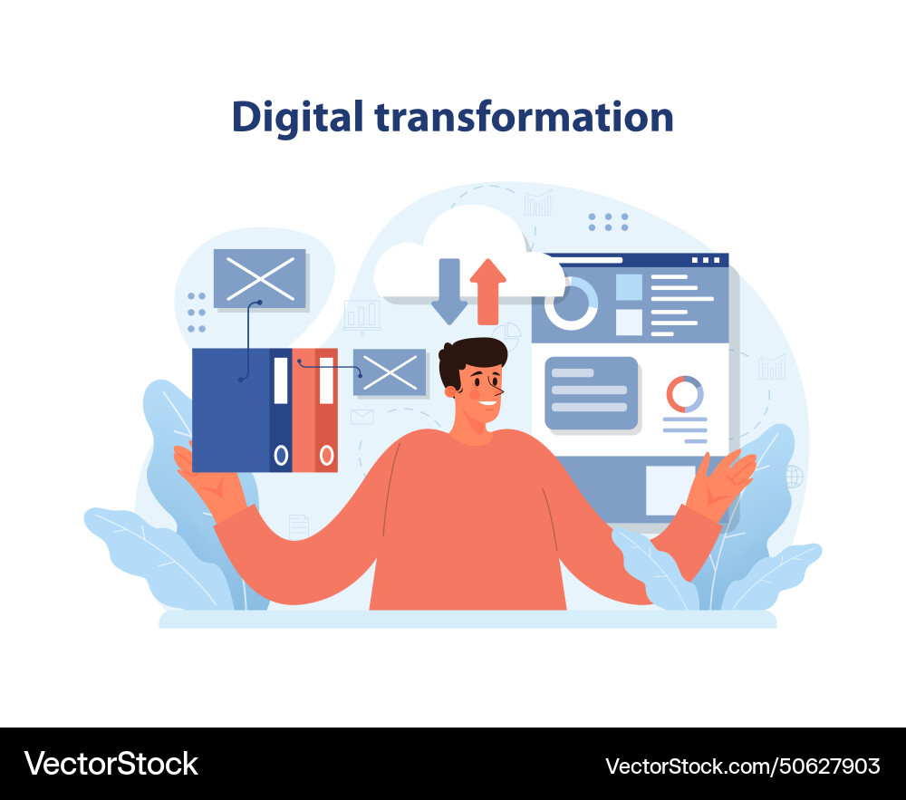 Digital business transformation Royalty Free Vector Image