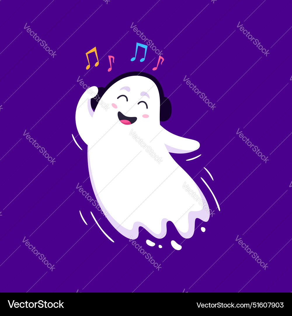 Funny cartoon halloween ghost character dancing Vector Image