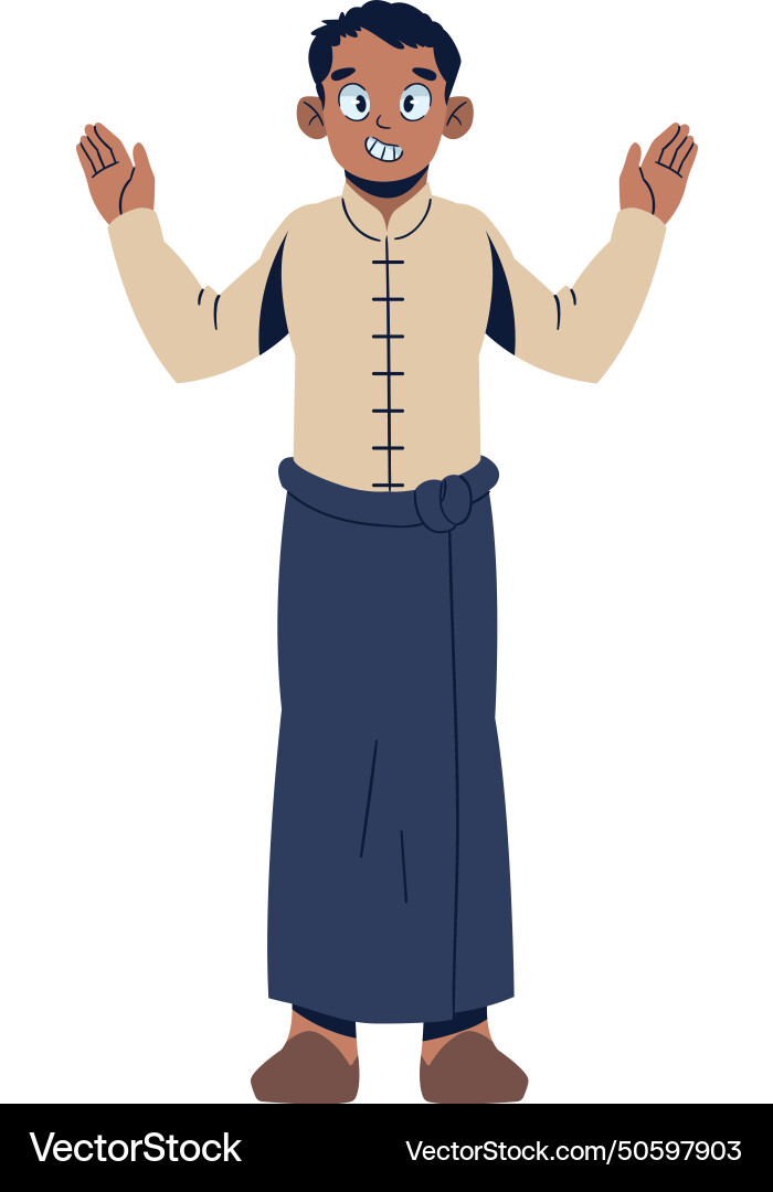 Myanmar man standing Royalty Free Vector Image