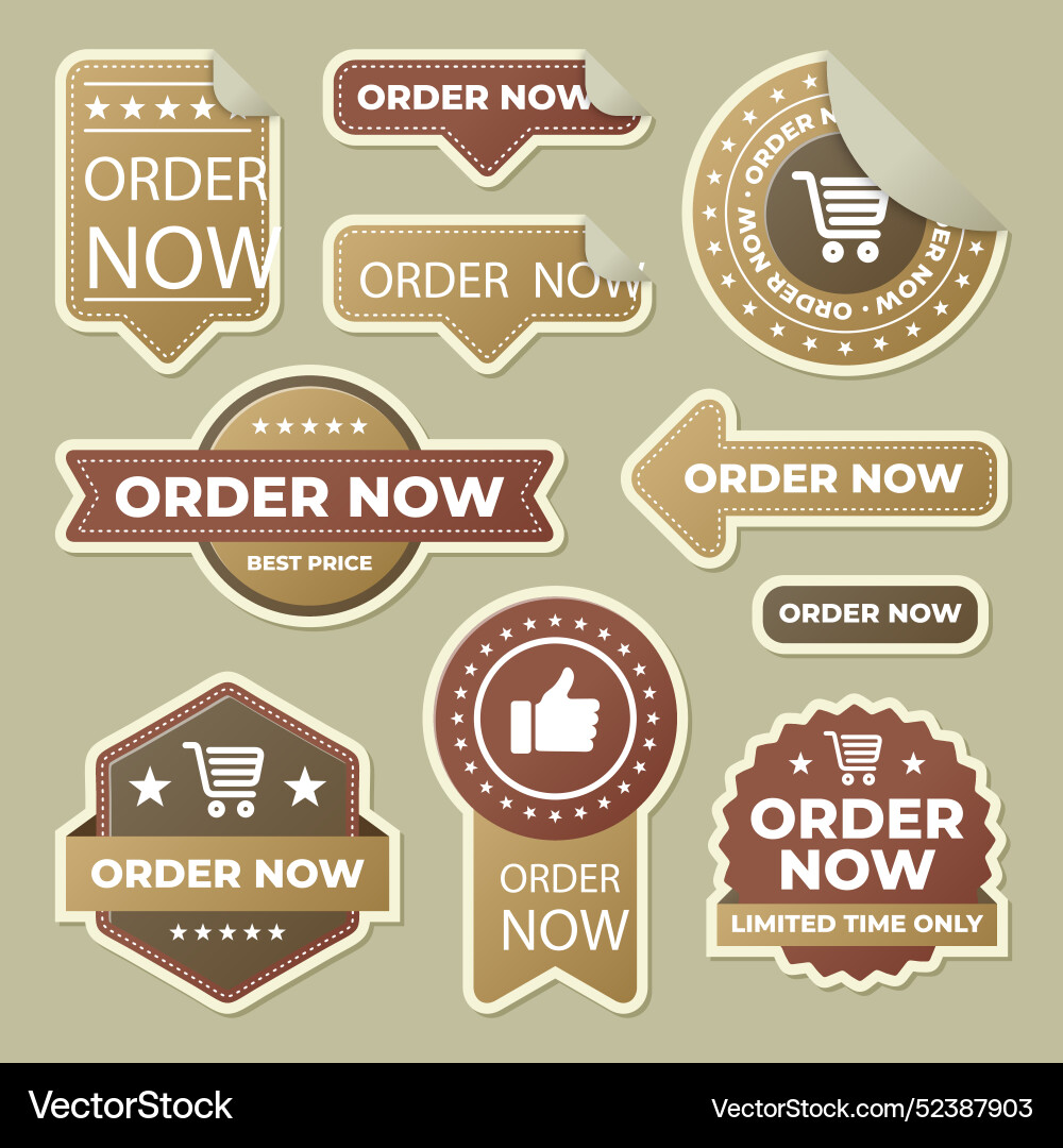 Order now - sticker collection Royalty Free Vector Image