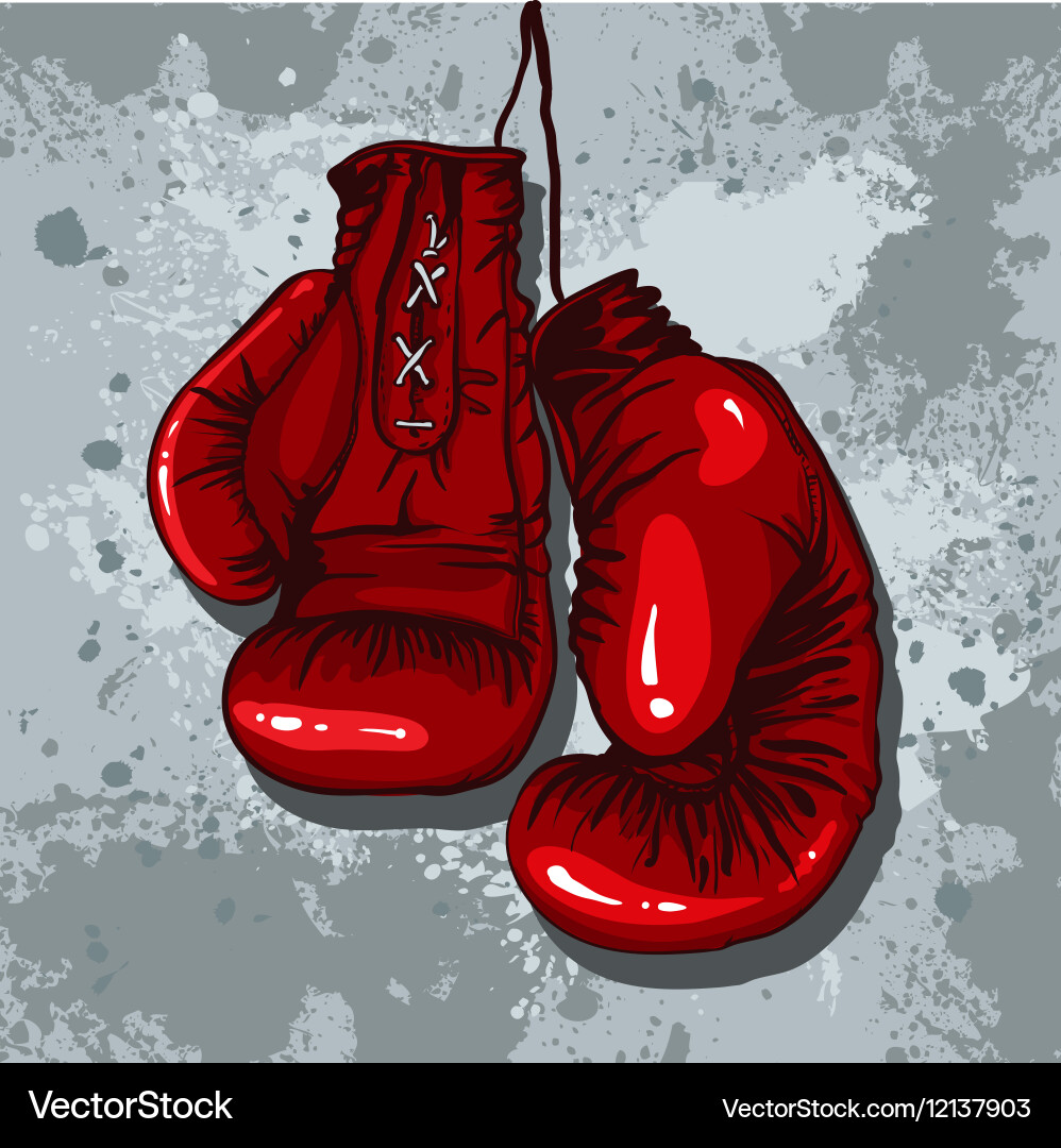 Retro boxing gloves in red Royalty Free Vector Image