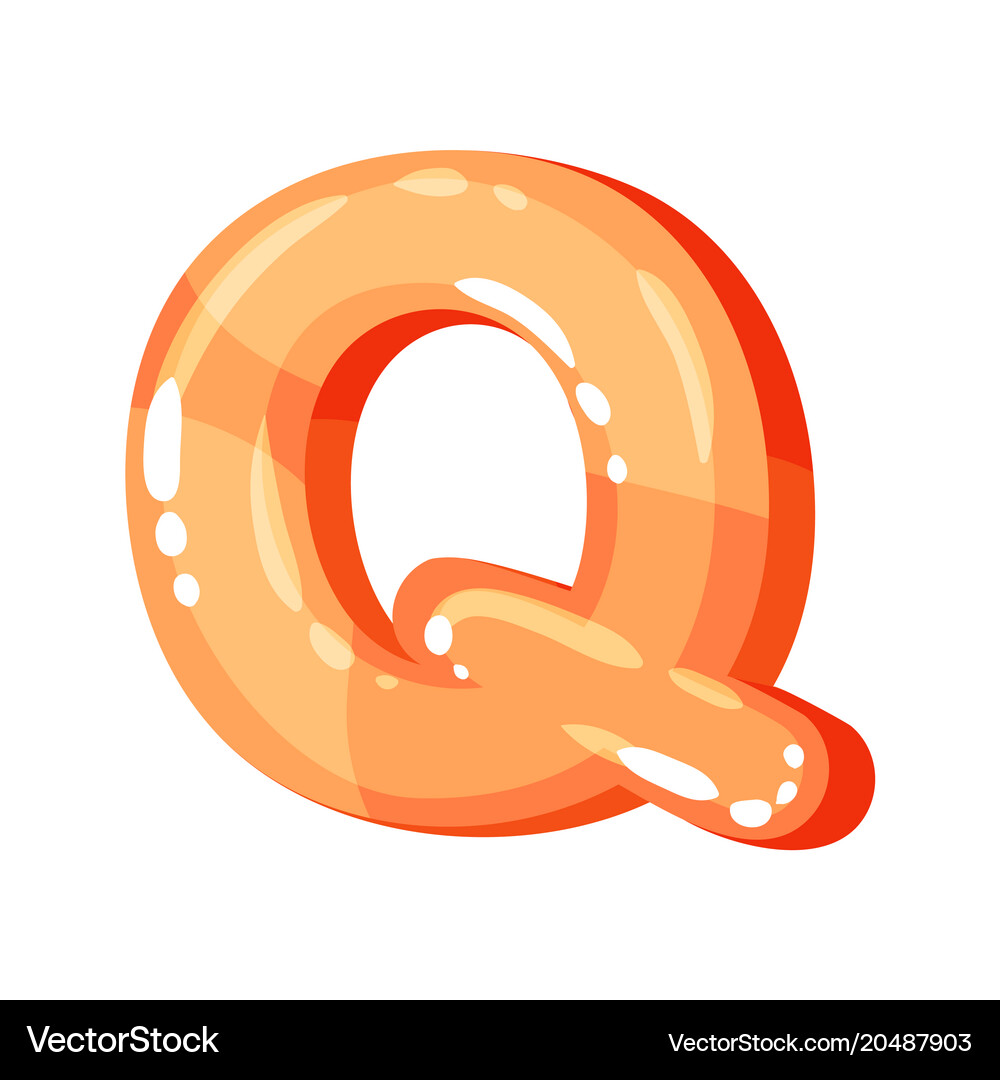Shiny Orange Letter Q Royalty Free Vector Image
