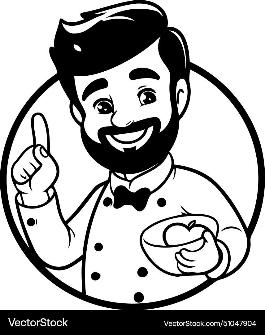 Chef holding a plate with red heart Royalty Free Vector