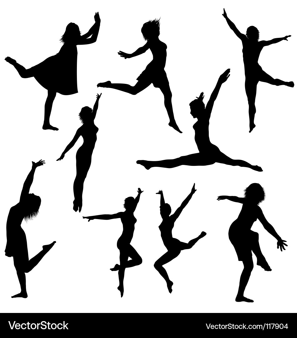 Dynamic Dancer Silhouettes Royalty Free Vector Image