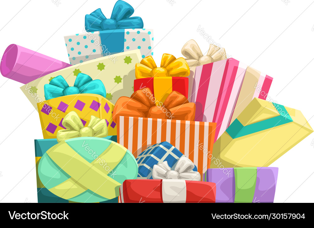 Gifts group on white Royalty Free Vector Image
