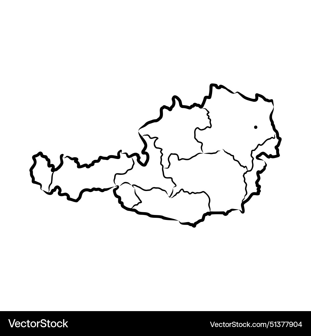Hand drawn doodle map of austria Royalty Free Vector Image