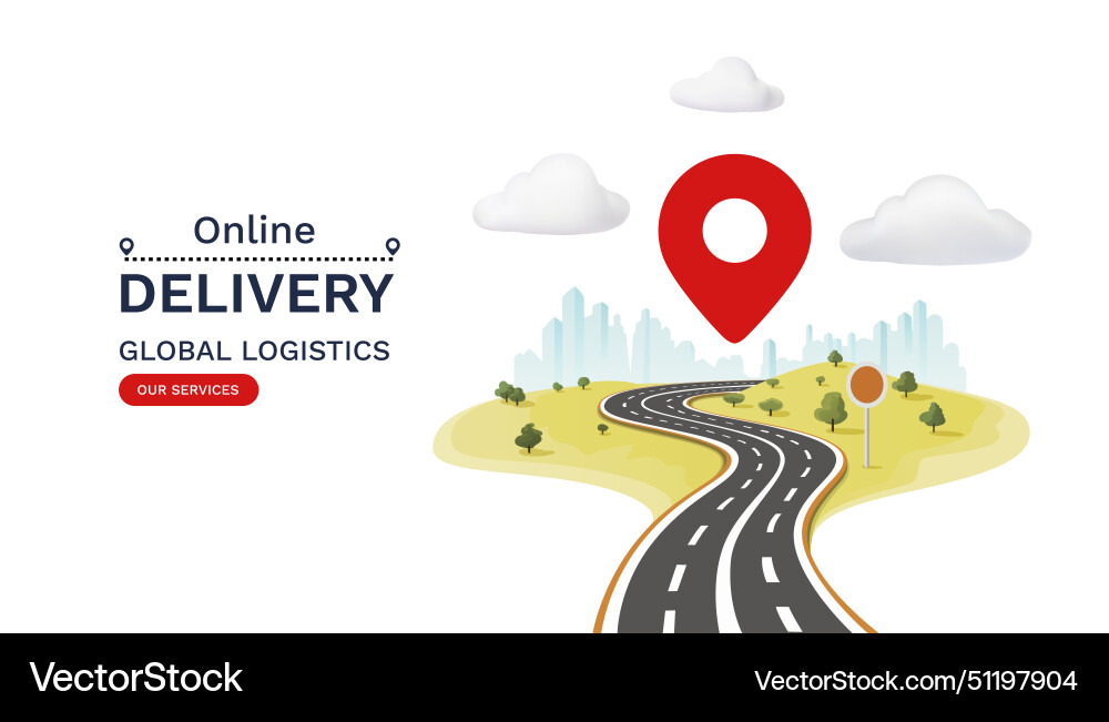 Online delivery global logistics road Royalty Free Vector