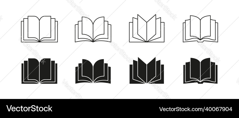Open Book Symbol Set Lizenzfreies Vektorbild