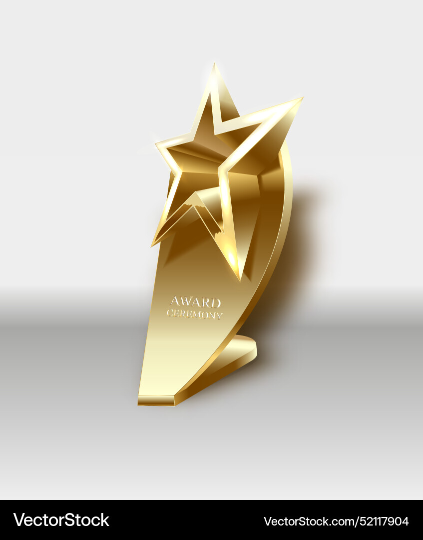 Realistic golden star trophy award Royalty Free Vector Image