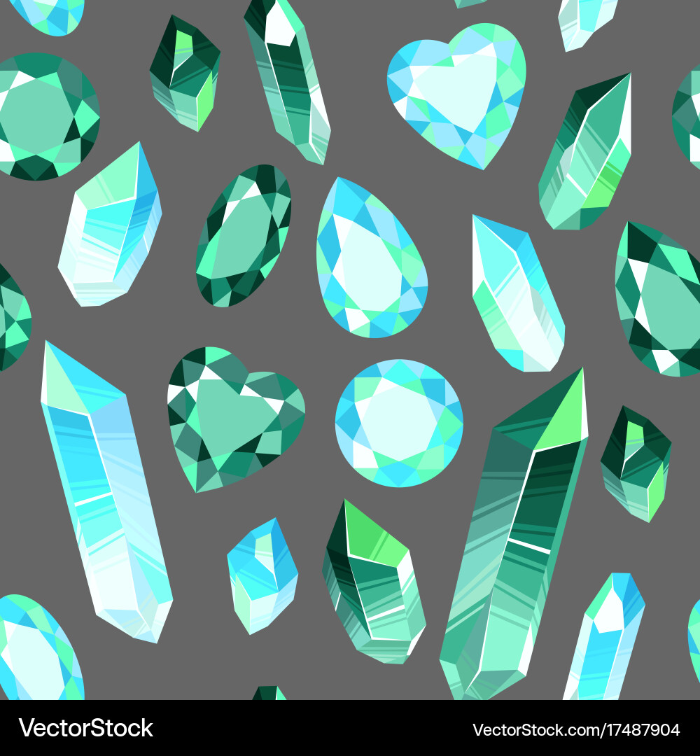 Seamless pattern with crystals gems Royalty Free Vector