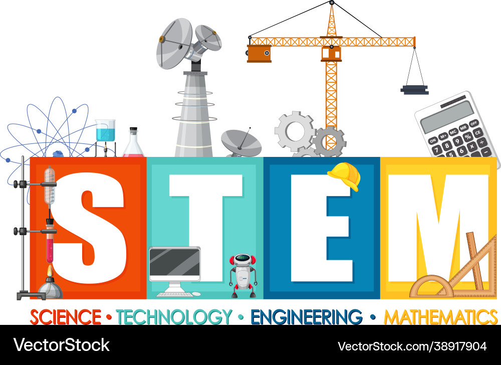 Stem education logo banner with icon Royalty Free Vector