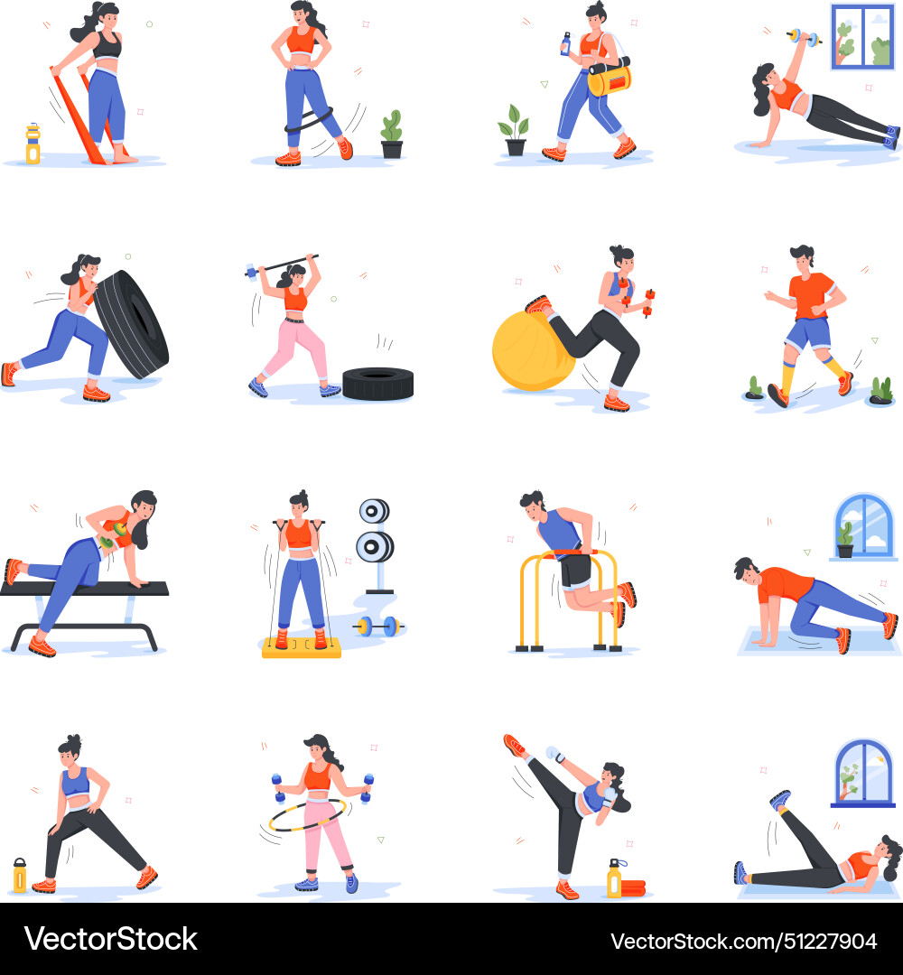 Trendy flat mini depicting physical Royalty Free Vector