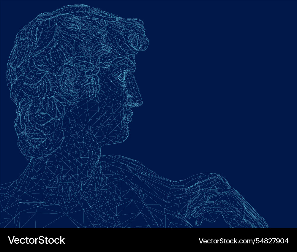 Wireframe david statue of michelangelo on blue Vector Image