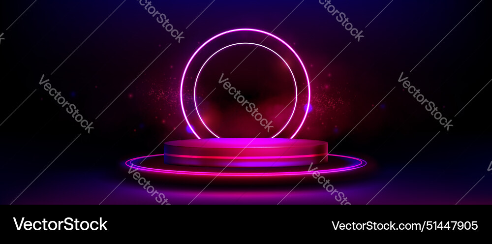 3d pink neon light podium bg glow game platform Vector Image