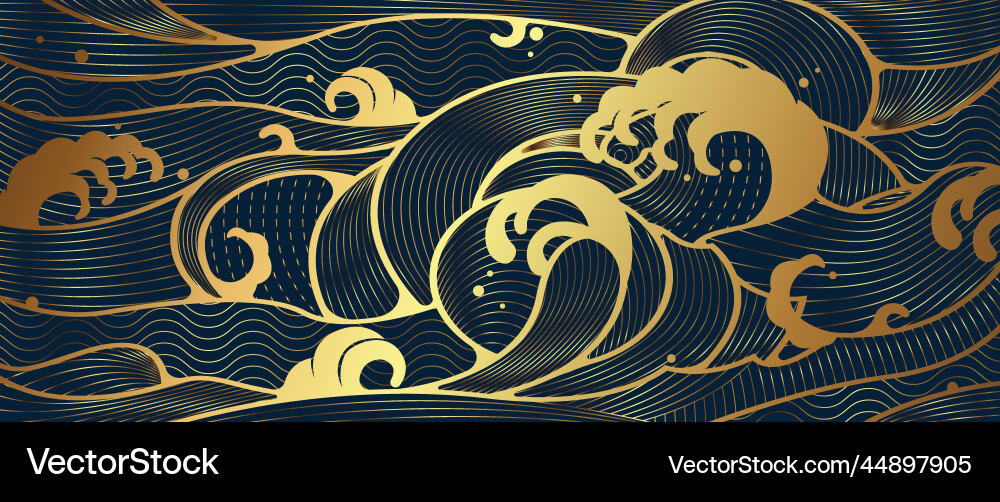 Abstract luxury ocean waves golden background Vector Image