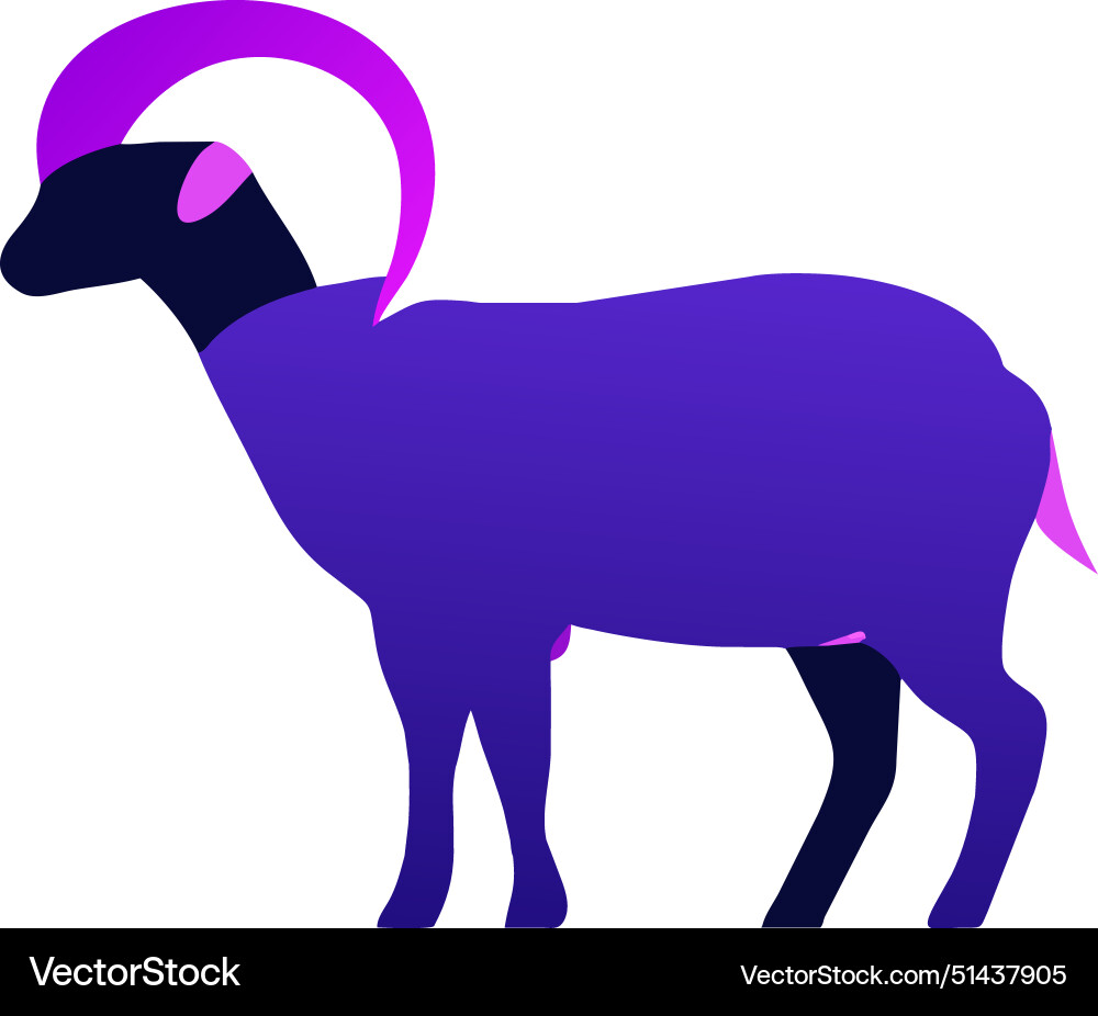 Alpine ibex goat purple icon Royalty Free Vector Image