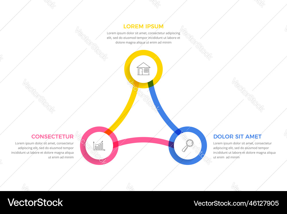 Circle infographics with three elements Royalty Free Vector