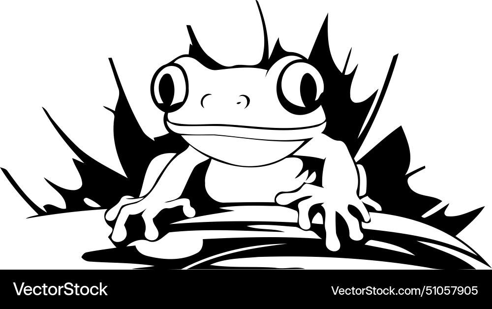 Frog sitting on the grass isolated white Vector Image
