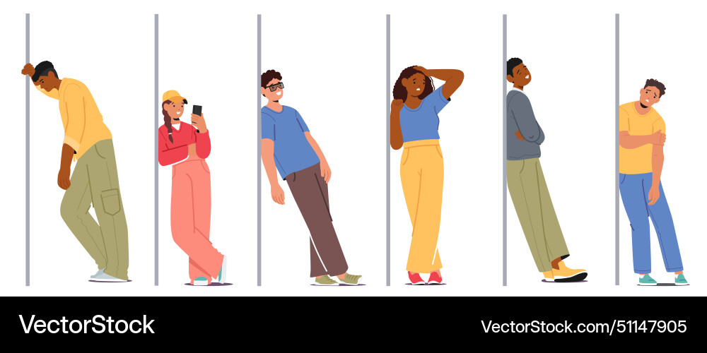 Group of characters wearing trendy clothes Vector Image