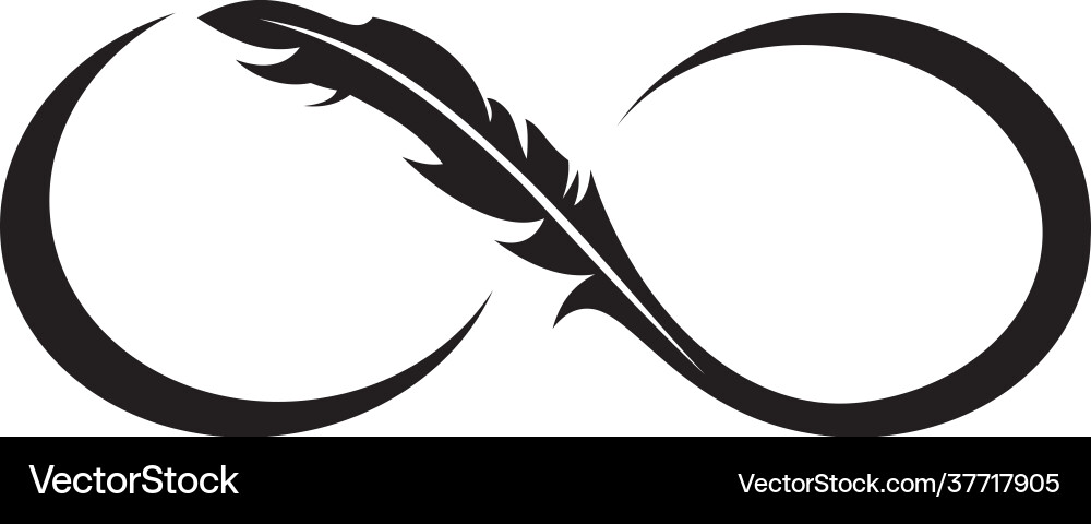 Infinity feather symbol Royalty Free Vector Image