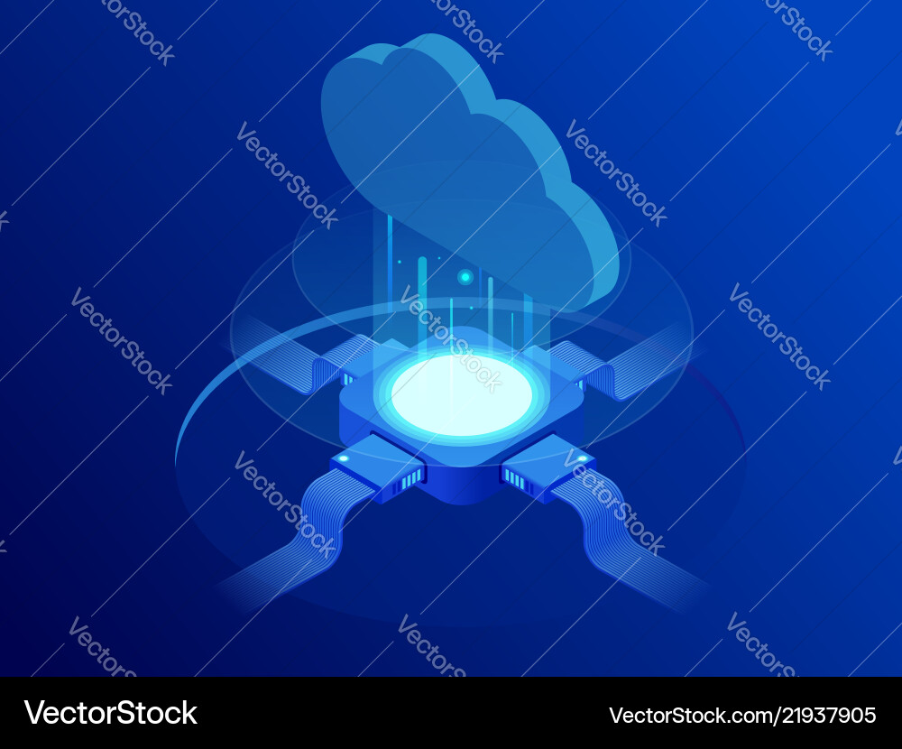 Isometric modern cloud technology and networking Vector Image