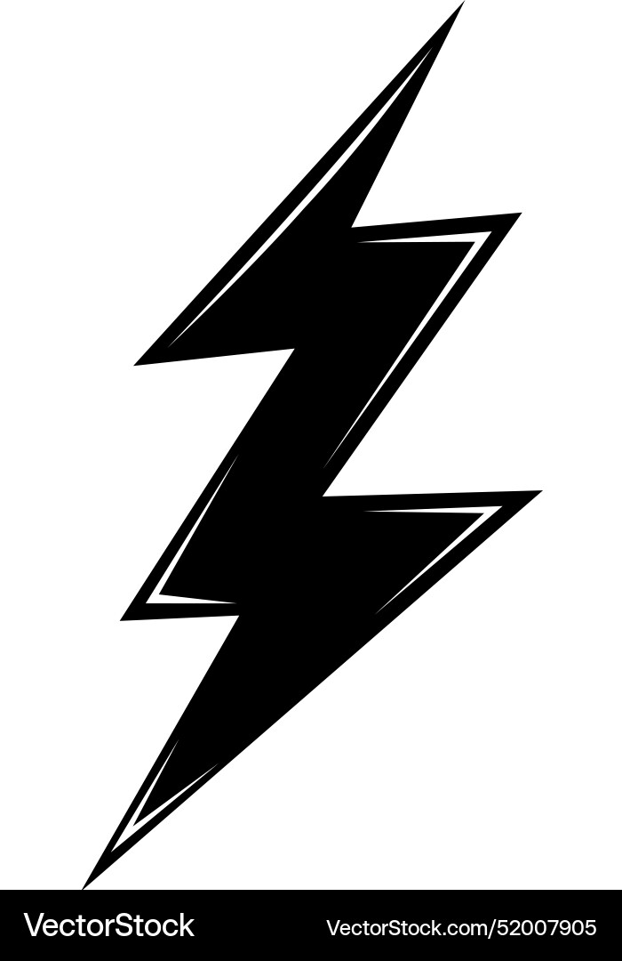 Lightning icon black and white Royalty Free Vector Image