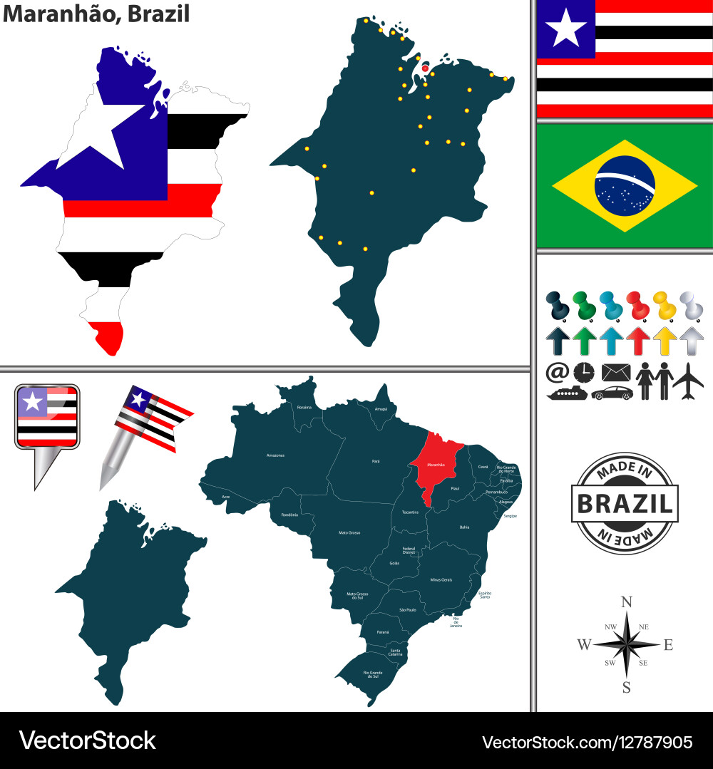Map of maranhao Royalty Free Vector Image - VectorStock