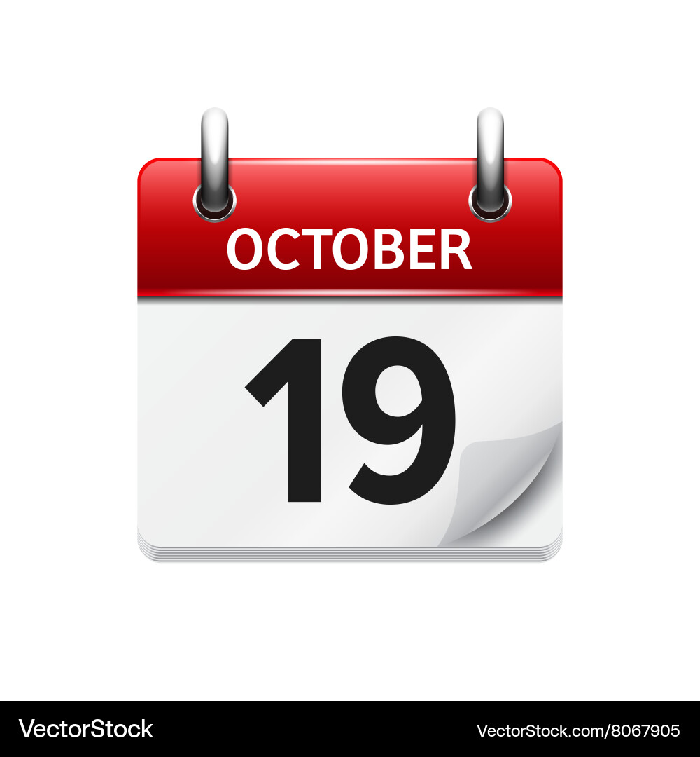 October 19 flat daily calendar icon date Vector Image