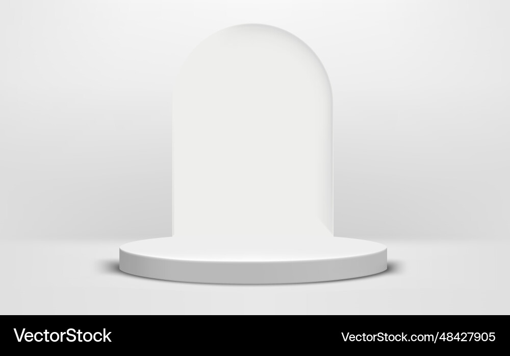 White studio with arc portal 3d Royalty Free Vector Image
