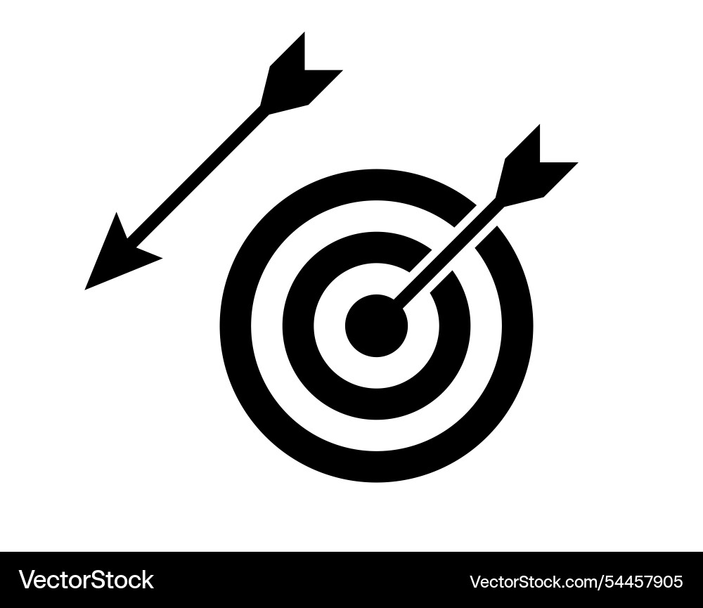 Ziel-Icon mit Pfeil-Dart-Geschäft Lizenzfreies Vektorbild