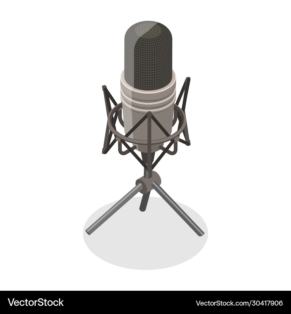 3d isometric flat concept microphone Royalty Free Vector