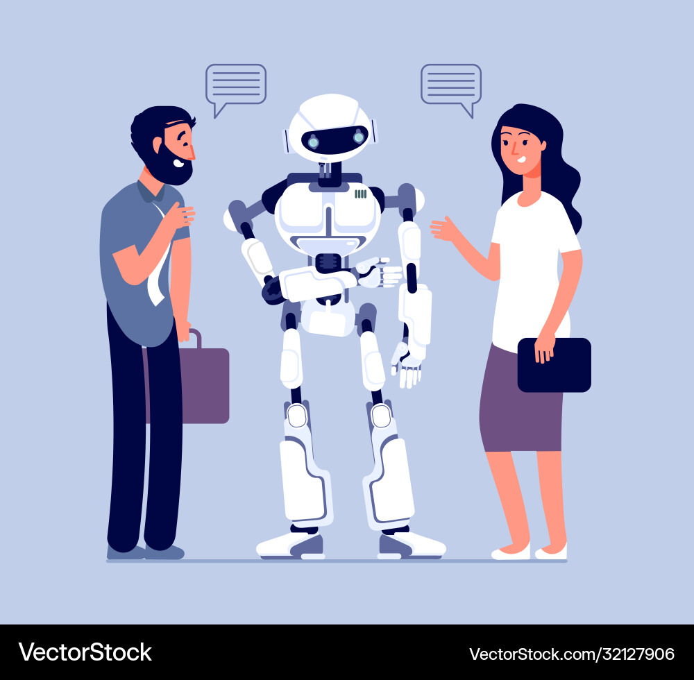 AI Chatbot & Human Interaction Royalty Free Vector Image