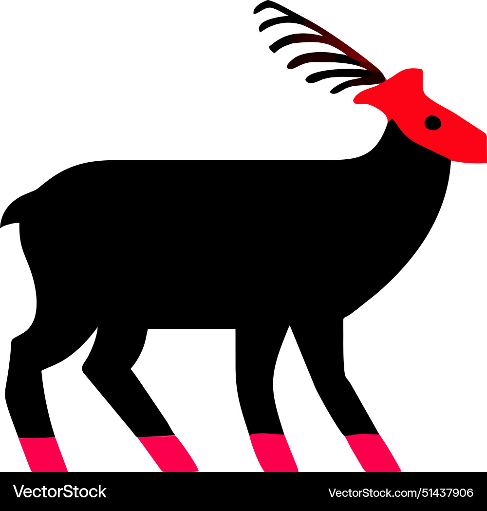 Alpine ibex goat red icon Royalty Free Vector Image
