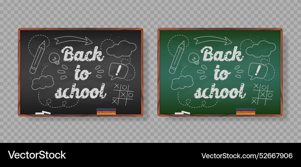 Blackboard and chalkboard with back to school text